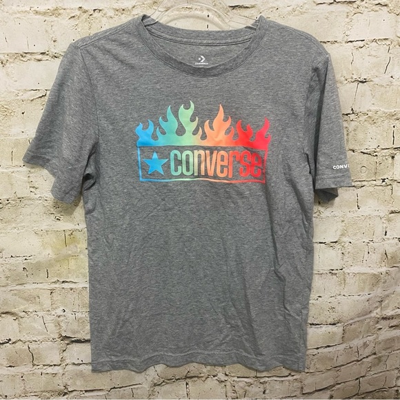 Converse | Shirts & Tops | Converse Gray Neon Logo Graphic Short Sleeve ...